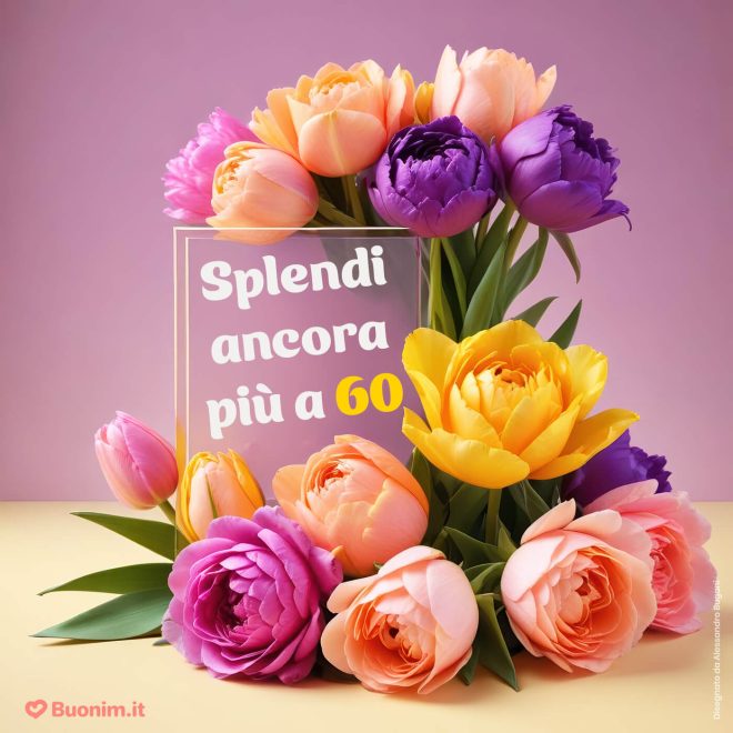 Immagini di Buon Compleanno per i 60 Anni Donna con Fiori e Torte per ...