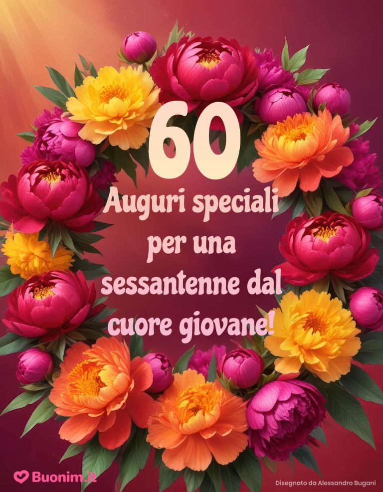 Immagini di Buon Compleanno per i 60 Anni Donna con Fiori e Torte per ...